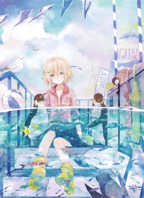 1girl Absurdres Ball Bird Blondehair Blueeyes Boots Closedumbrella