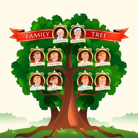 Иллюстрация семейного дерева Премиум векторы