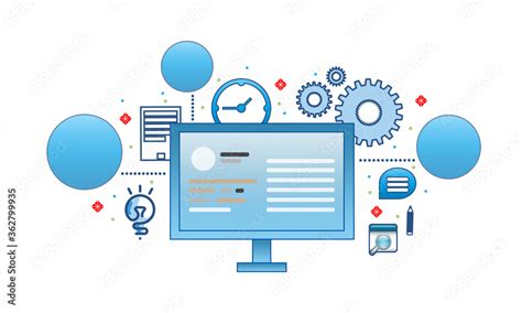 Software Development Concept Set Of Icons And Illustrations Representing Development Process