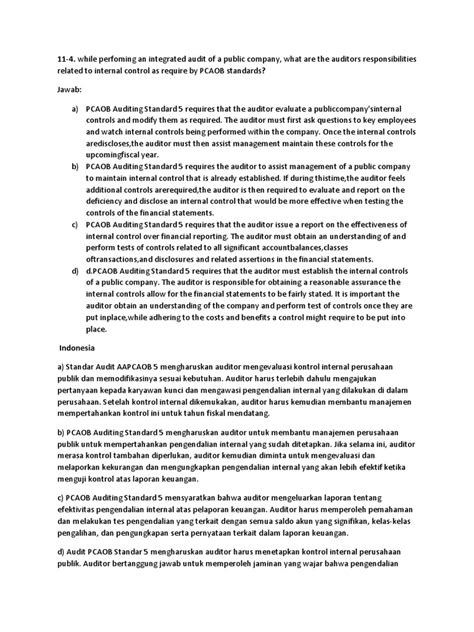 Auditors Responsibilities For Evaluating Internal Controls Under Pcaob Standards Pdf