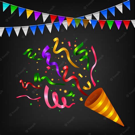 화려한 색종이 포퍼 생일 파티 폭발 프리미엄 벡터