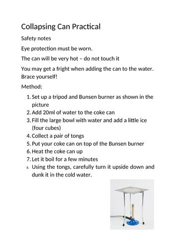Collapsing Can Practical Instructions Teaching Resources