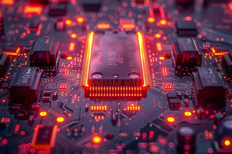 Hardware Chip Isolated On Black Background Electrical Circuit Board Rendering Abstract Computer