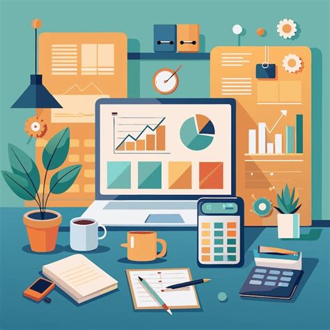 Premium Vector A Picture Of A Computer With A Graph On It