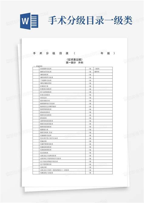 手术分级目录一级类word模板下载编号layrvwky熊猫办公