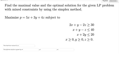 solved 10 points save answer find the maximal value and the
