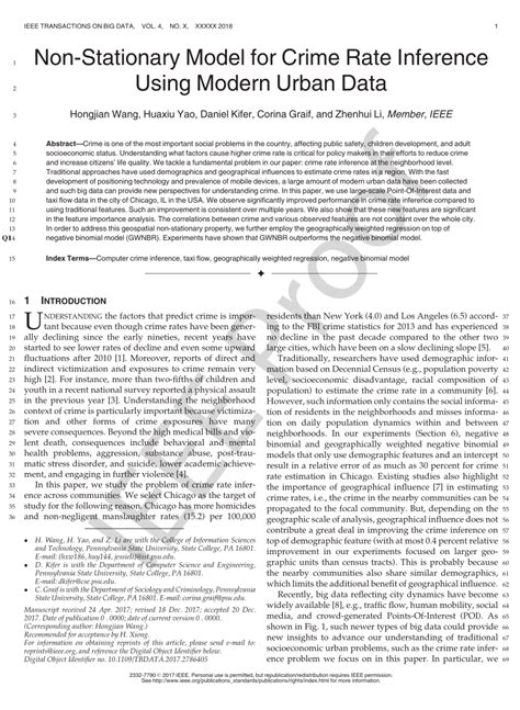 Pdf Non Stationary Model For Crime Rate Inference Using Modern Urban Data