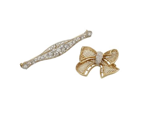 Lot Two Diamond Brooches
