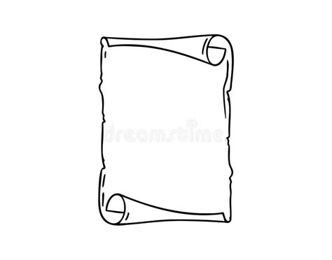 Ancient Empty Scroll Doodle Hand Drawn Ancient Medieval Paper Outline Icon Outline Vector