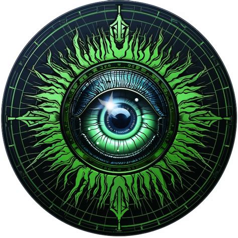 Premium Ai Image A Green And Black Eye On A Circular Sticker