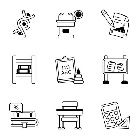 Paquete De Iconos De Glifos Escolares Vector Premium