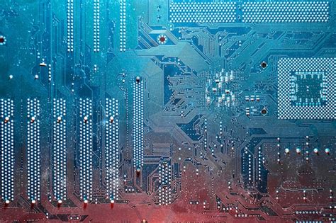 Premium Photo Computer Blue Electronic Microcircuit Motherboard