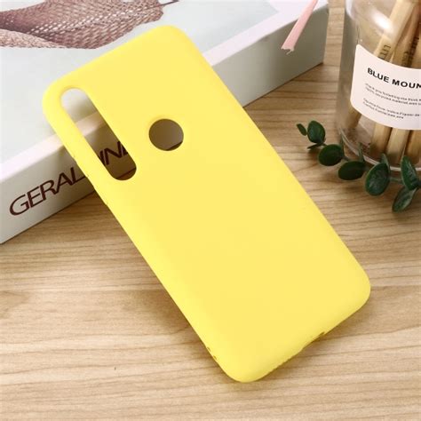 Motorola G8 Play 매크로 단색 액체 실리콘 충격 방지 커버 케이스 1 개 노란색