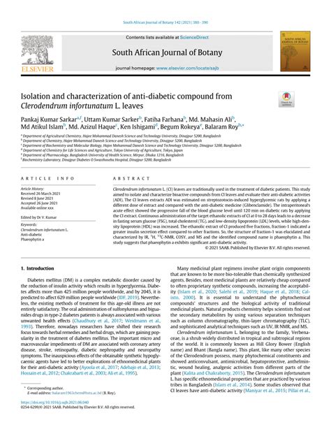 Pdf Isolation And Characterization Of Anti Diabetic Compound From
