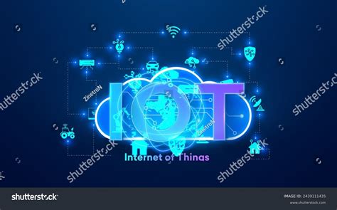 Futuristic Iot Connectivity Concept Glowing Icons Stock Vector Royalty