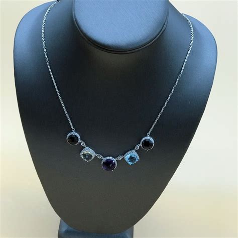 Sterling Silver Amethyst Sky Blue Topaz Necklace Silver Amethyst