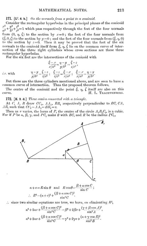 On The Normals From A Point To A Conicoid The Mathematical