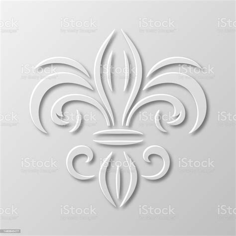 벡터 현실적인 종이 3d Fleur De Lis 흰색 배경에 근접 촬영 전령 백합 기호 벡터 일러스트 레이 션 백합 문장에 대한