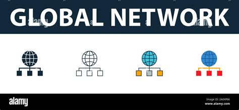 Global Network Icon Set Four Simple Symbols In Diferent Styles From Web Development Icons