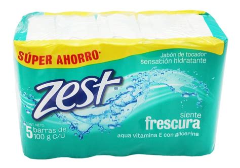Jabón De Tocador Zest Aqua Paquete 5 Pzas De 100 Gr MERCO