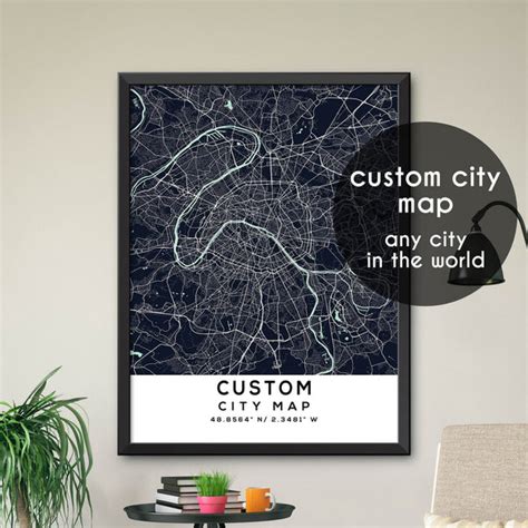 Custom Map Custom City Map Print Personalized Map Personalized Map