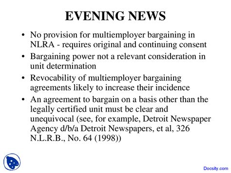 Evening News Labor Law Lecture Slides Docsity