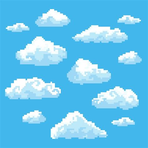Premium Vector Cloud Pixel Pixel Cloudscape Cloud Masses At Blue Sky