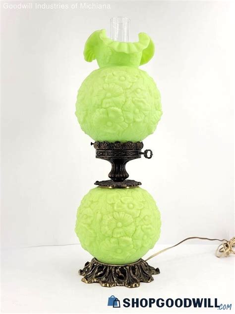 Vintage Fenton Lime Satin Uranium Glass Poppy Gone With The Wind 3 Way