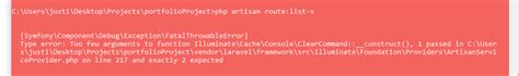 Laravel Php Artisan Terminal Command Error Type Error Stack Overflow