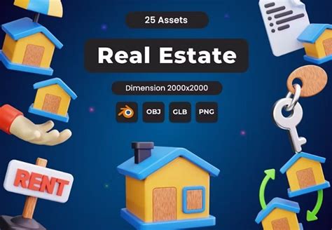 دانلود 25 آیکون سه بعدی املاک Real Estate 3d Icons