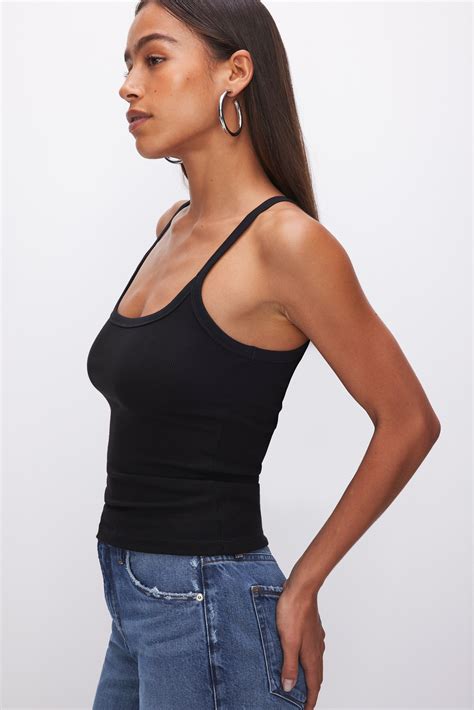 Ribbed Racerback Tank Black001 Good American
