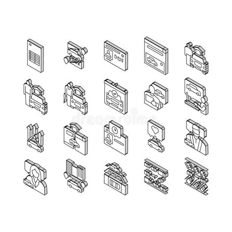 Driving School Lesson Collection Isometric Icons Set Vector Stock Vector Illustration Of Card