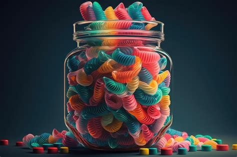 Premium Ai Image Stack Of Colorful Cough Drops In A Jar