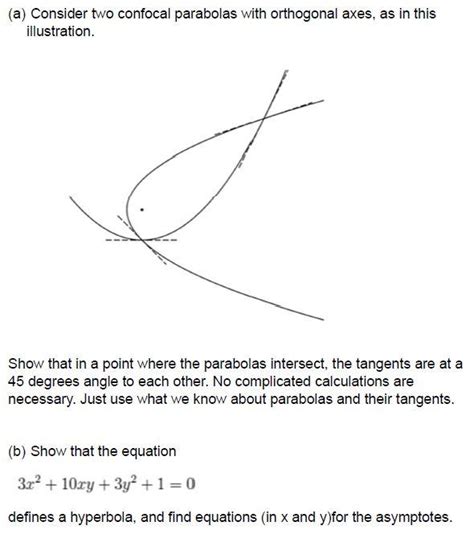 Solved A Consider Two Confocal Parabolas With Orthogonal
