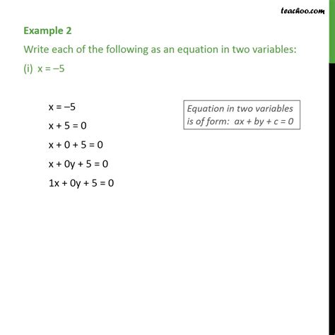 Example 2 I Write Each As An Equation In Two Variables X 4