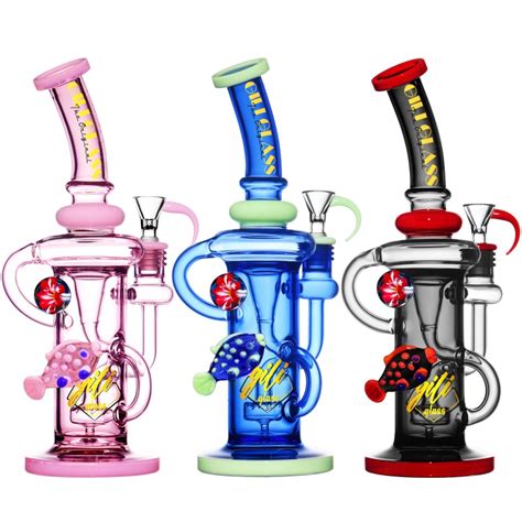 115 Full Glass Colors Water Pipes Recycler Bong With Nice Art Glass