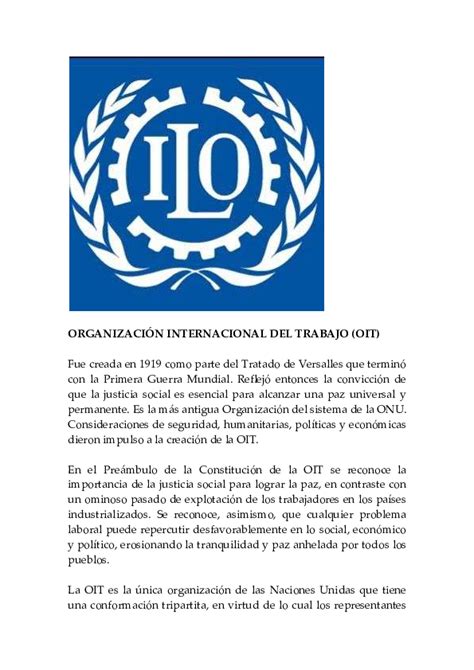 Pdf OrganizaciÓn Internacional Del Trabajo Oit