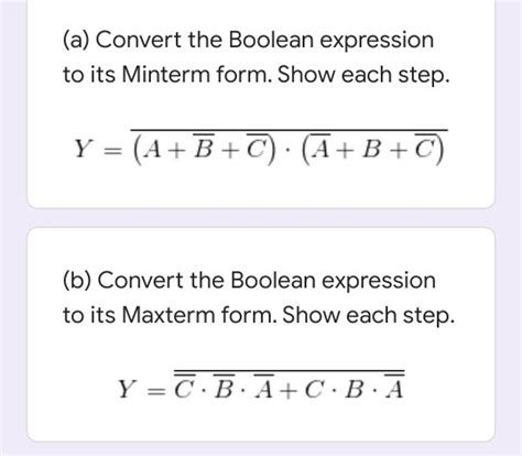 Solved A Convert The Boolean Expression To Its Minterm