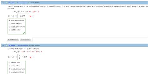 Solved Identify Any Extrema Of The Function By Recognizing Chegg