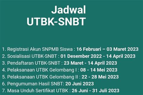 Jadwal Pelaksanaan UTBK SNBT Gelombang II 2023 EGINDO