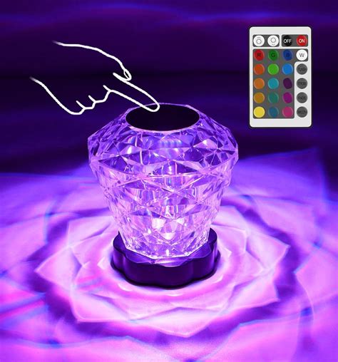Kristalllampa LED Rose Diamond Dimbar Nattlampa Med Typ C Port RGB