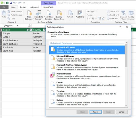 re connecting to a plex database from power pivot microsoft