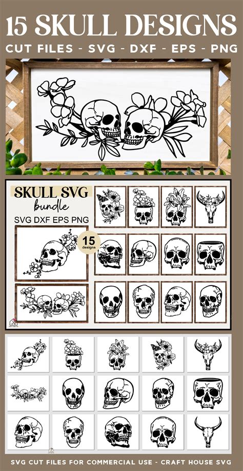 Skull Svg Bundle Floral Halloween Cut Files Craft House Svg