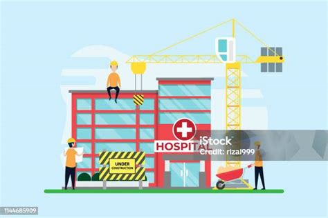 병원 그래픽 건설에 작은 사람들의 건설 그림 벡터 건물 건축 병원 개념 벡터의 건축 창조적 인 삽화 벡터 병원에 대한 스톡 벡터 아트 및 기타 이미지 Istock
