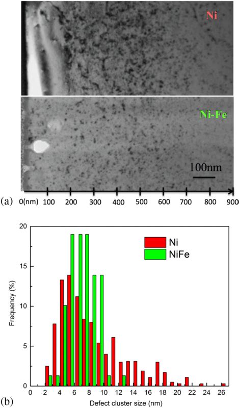 Defect Cluster Distributions In Ni And Nife At High Fluence