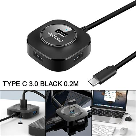 Conector De Concentrador Usb De 4 Puertos Adaptador Divisor Extensor De