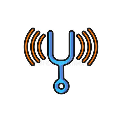 Color Musical Tuning Fork For Tuning Musical Instruments Icon Isolated On White Background Flat