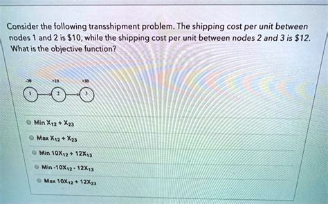 consider the following transshipment problem the shipping cost per