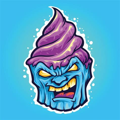 Angry Ice Cream Zombie Vector Illustrations 4987756 Vector Art At Vecteezy