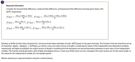 Solved Matlab Please Required Information Consider The Forward Finite